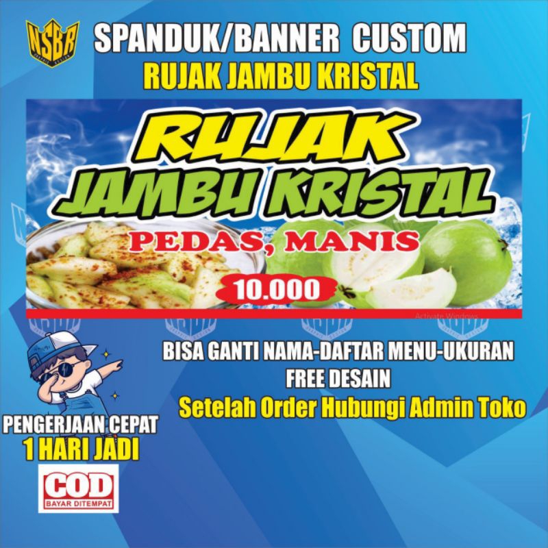 Jual Spanduk Rujak Jambu Kristal / Spanduk Rujak Bisa Edit Nama Free ...