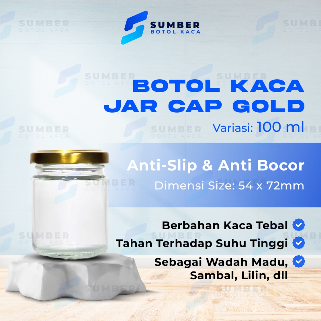 Jual Jar Kaca Clear Ukuran 100ml / Jar Selai Kaca Bening Tutup Besi ...