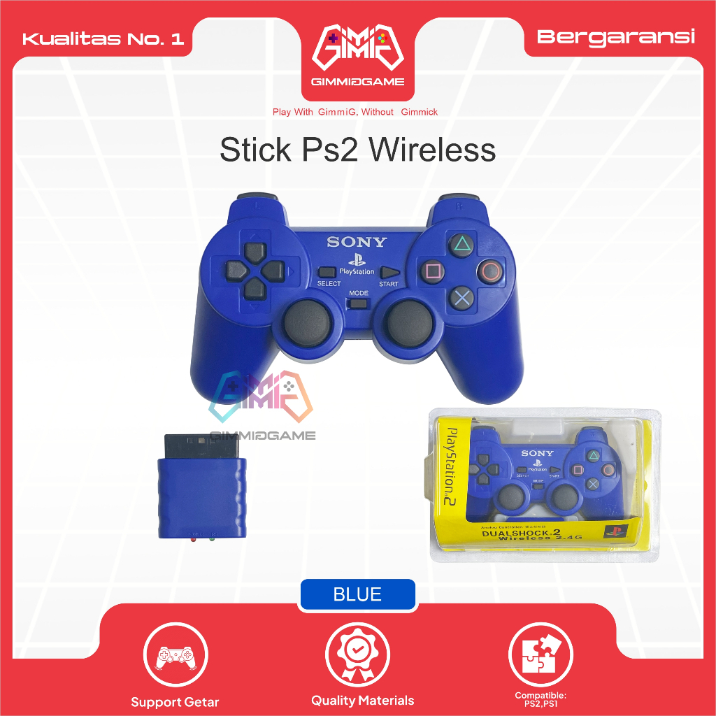 Jual Stik Stick PS2 Wireless Ori Original Pabrik Biru | Shopee Indonesia