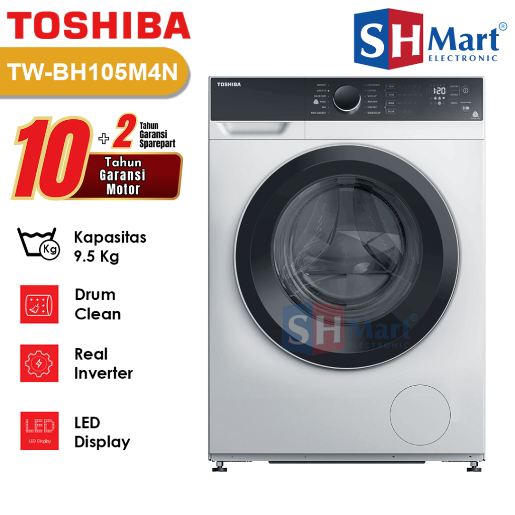 Jual MESIN CUCI FRONT LOADING TOSHIBA KAPASITAS 9,5 KG TW-BH105M4N INVERTER GARANSI RESMI (MEDAN ...