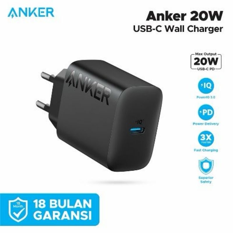Jual Anker wall charger 20w Fastcarging USB C for iPhone A-2347 ...