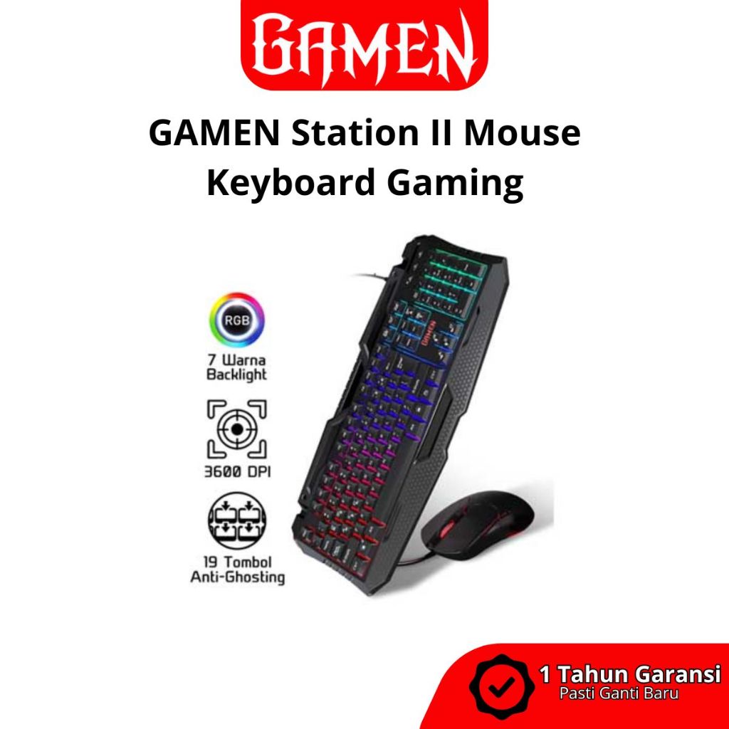 Jual GAMEN Mouse Keyboard Gaming Combo RGB Station II BackLight LED ...