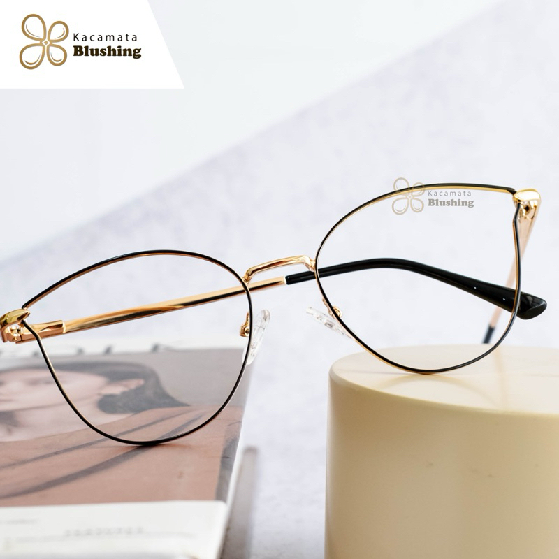 Jual Kacamata Blushing - Frame Ayako Black gold | Shopee Indonesia