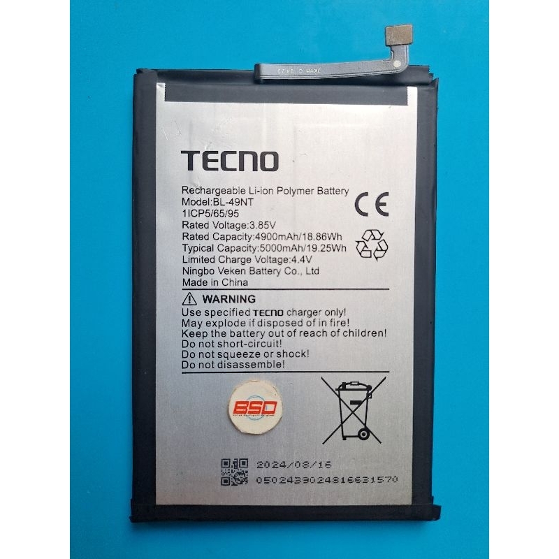 Jual Baterai Tecno Spark Go 1 BL-49NT Original Copotan | Shopee Indonesia