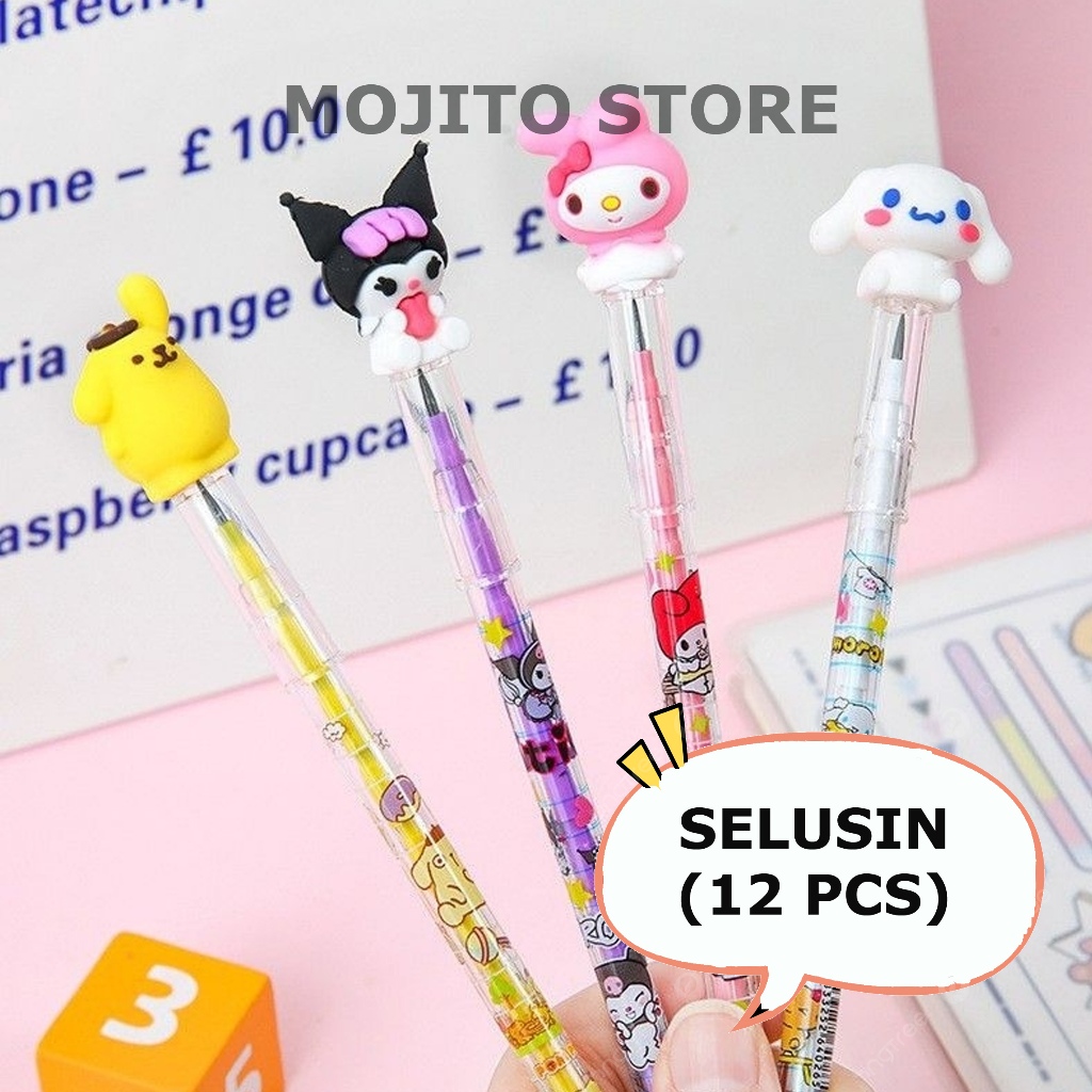 Jual (12 PCS) PENSIL SUSUN SANRIO BENSIA LANTU PENCIL ISI ULANG ...
