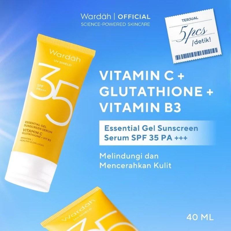 Jual WARDAH UV Shield Essential Sunscreen Gel SPF 35 PA +++ 40 ml ...