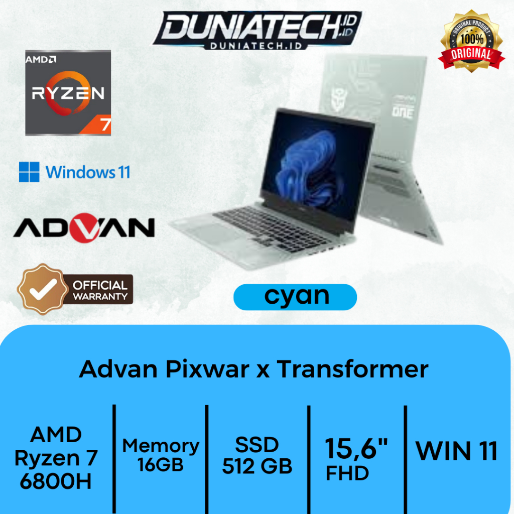 Jual Advan Pixwar X Transformer AMD Ryzen 7 16GB SSD 512GB 15.6″ FHD ...