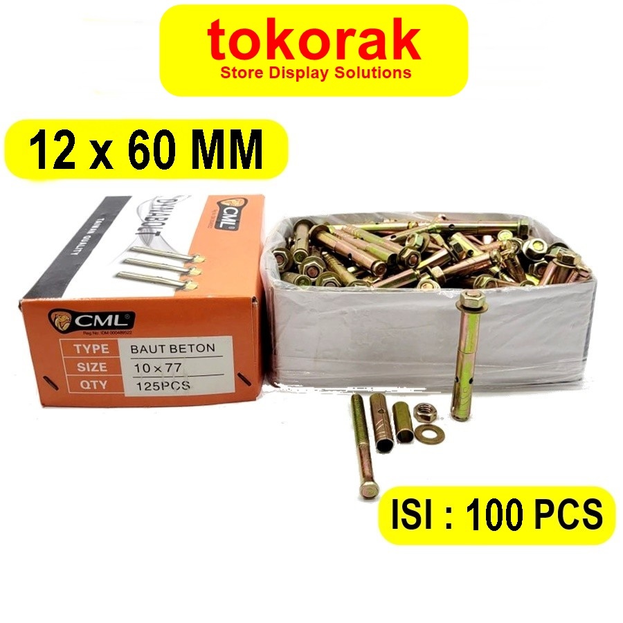 Jual DYNABOLT BAUT BETON 12 X 60 MM / BOX ISI 100 PCS CAMEL DINABOLT ...