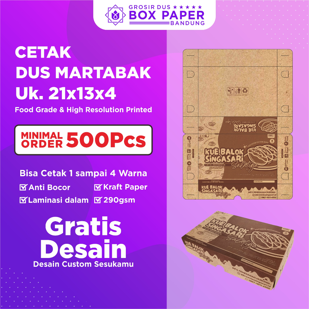 Jual Custom Cetak Dus Martabak 21x13x4 Cetak Kraft 290gr | Shopee Indonesia