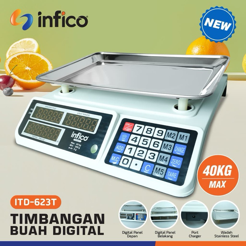 Jual INFICO ITD-623T TIMBANGAN BUAH DIGITAL 40KG DOUBLE DISPLAY TIMBANGAN BUAH / DIGITAL SCALE ...