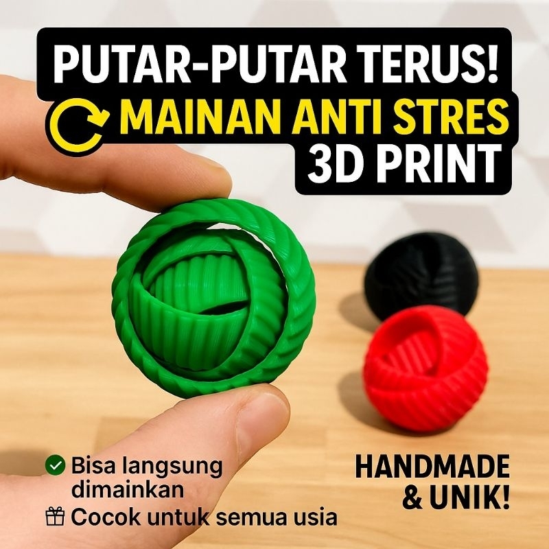 Jual Stress Reliever Fidget Toy Spiral Ball 3D Print - Mainan Anti ...