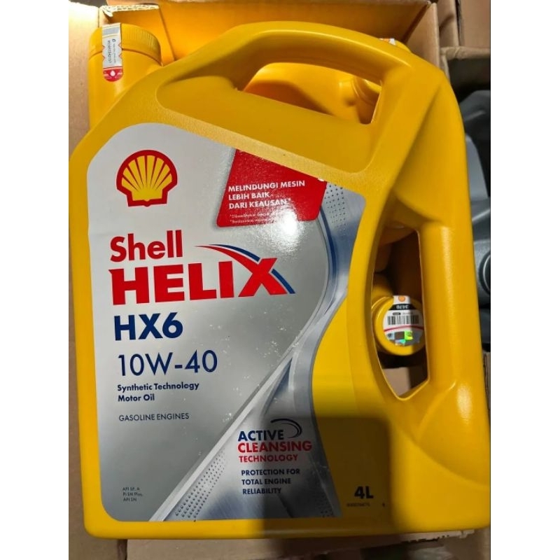 Jual OLI MOBIL SHELL HELIX HX6 SAE 10W-40 ORIGINAL BARCODE KEMASAN 4 ...