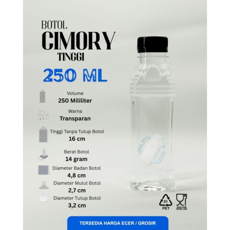 Jual Botol Cimori 250ml Tinggi / Botol Yogurt 250ml / Botol Plastik ...