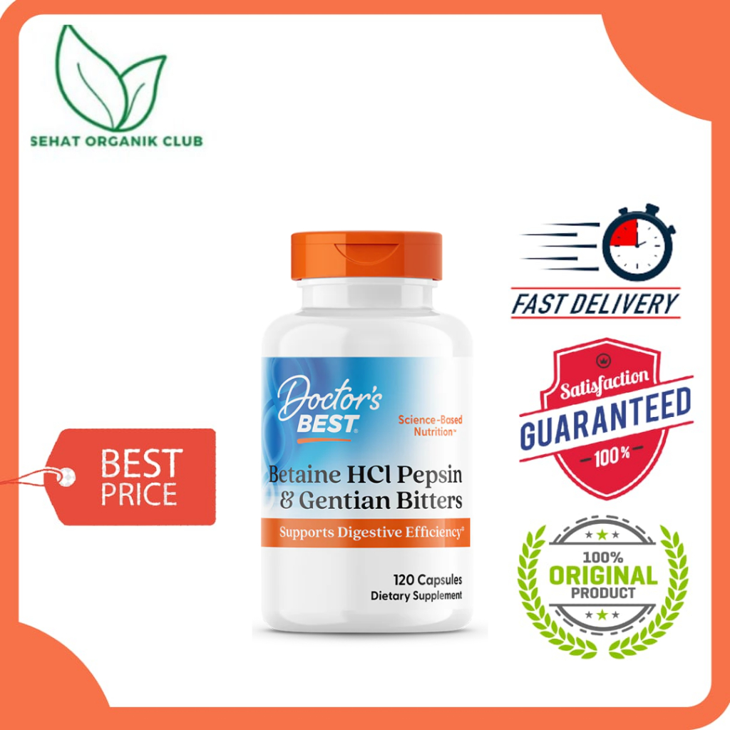 Jual Doctor's Best Betaine HCL Pepsin & Gentian Bitters 120 Caps ...