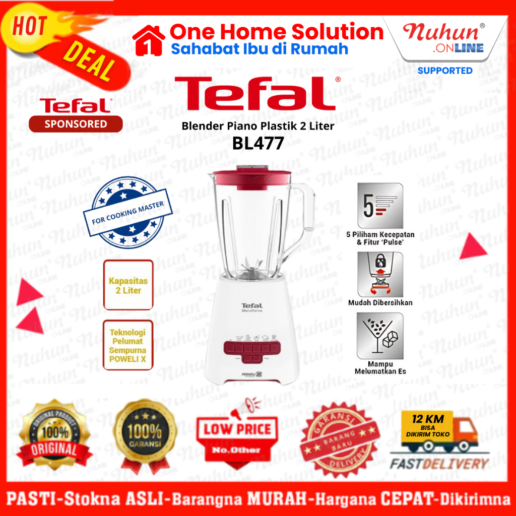 Jual Tefal Blender BL477 Uno Piano Plastik 2 Liter | Shopee Indonesia