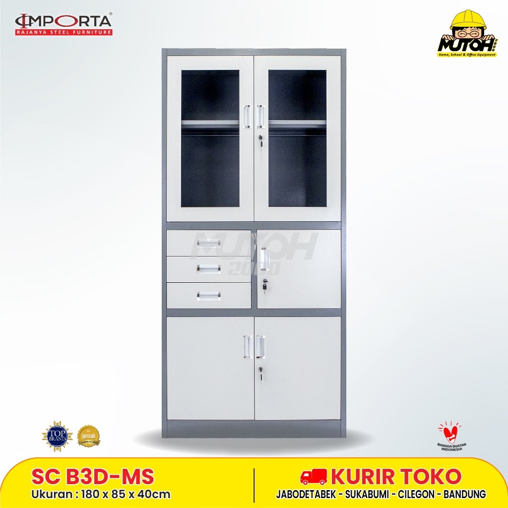 Jual lemari arsip besi IMPORTA SC-B3D MS 2 Pintu Swing Kombinasi 3 Laci ...