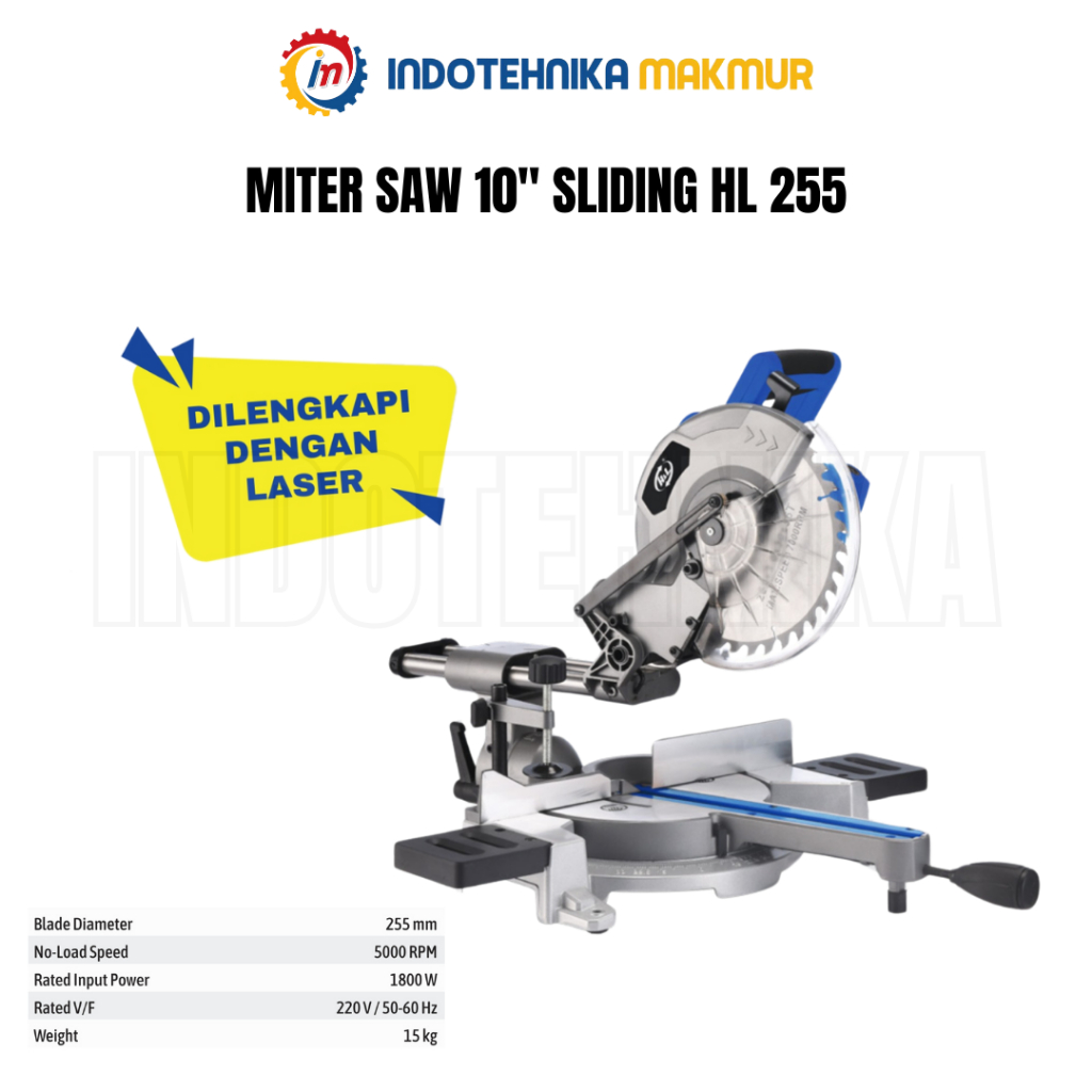 Jual Miter Saw Sliding 10" H&L Mitter Saw / Mitre Saw HL 255 Dilengkapi Dengan Laser | Shopee ...
