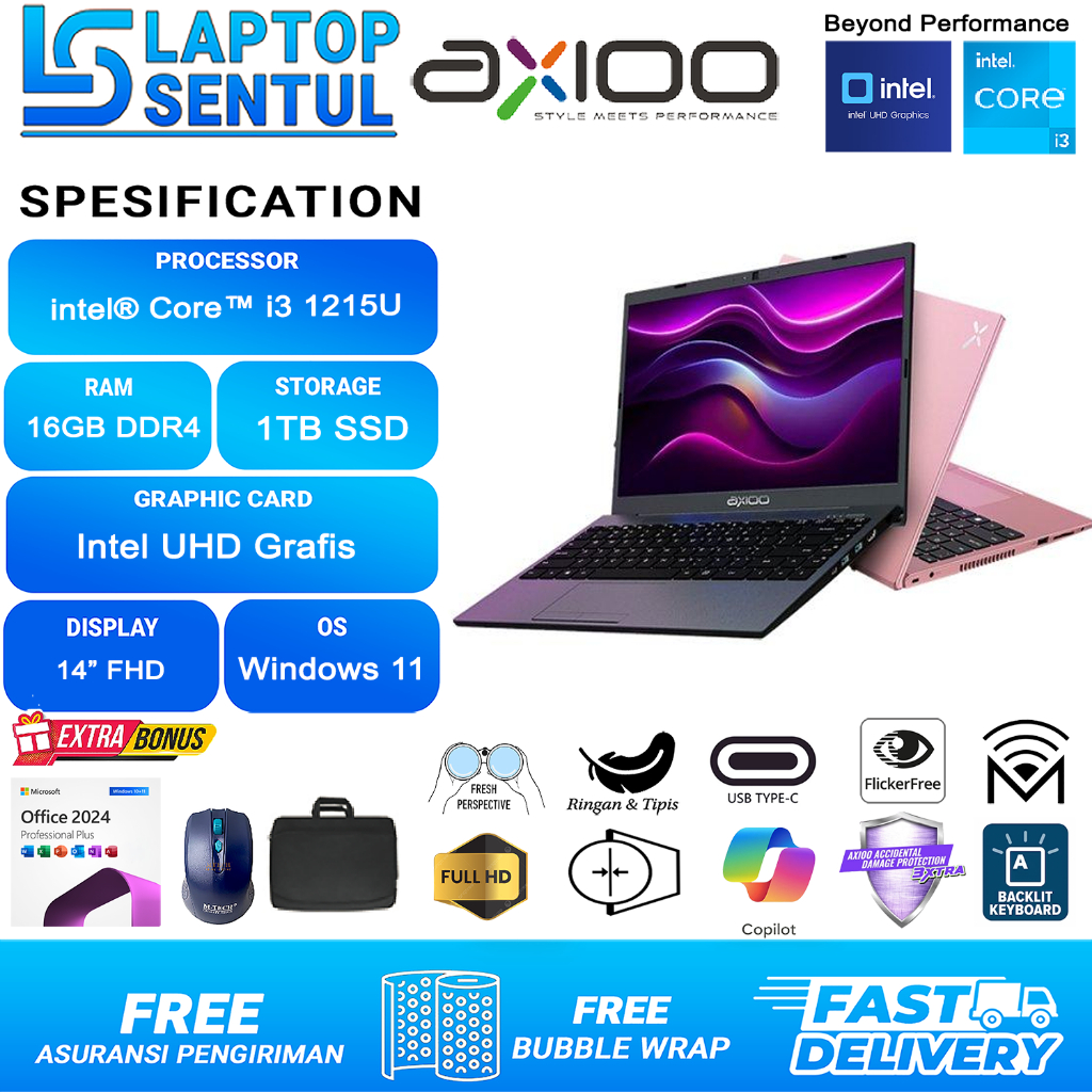 Jual Axioo Mybook Z6 Metal Intel Core i3 1215U Ram 16GB 1TB SSD FHD IPS Windows 11 Office 2024 ...