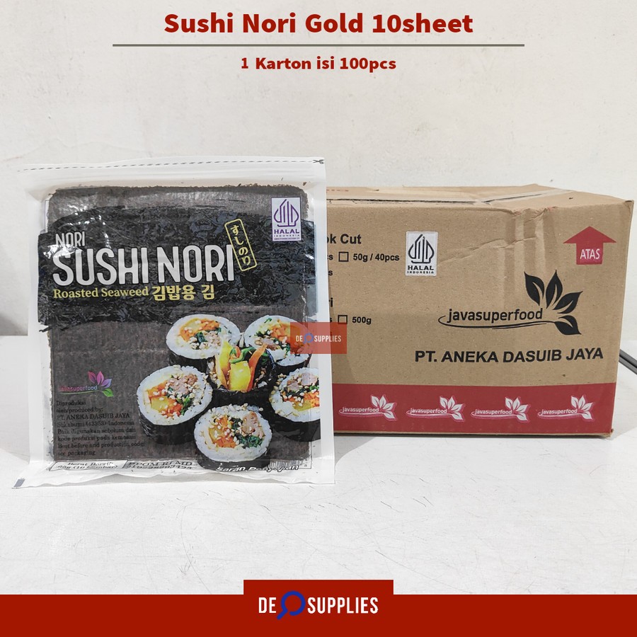 Jual [KARTON] Java Sushi Nori Gold 10 Lembar (1 dus isi 100pcs) Nori ...