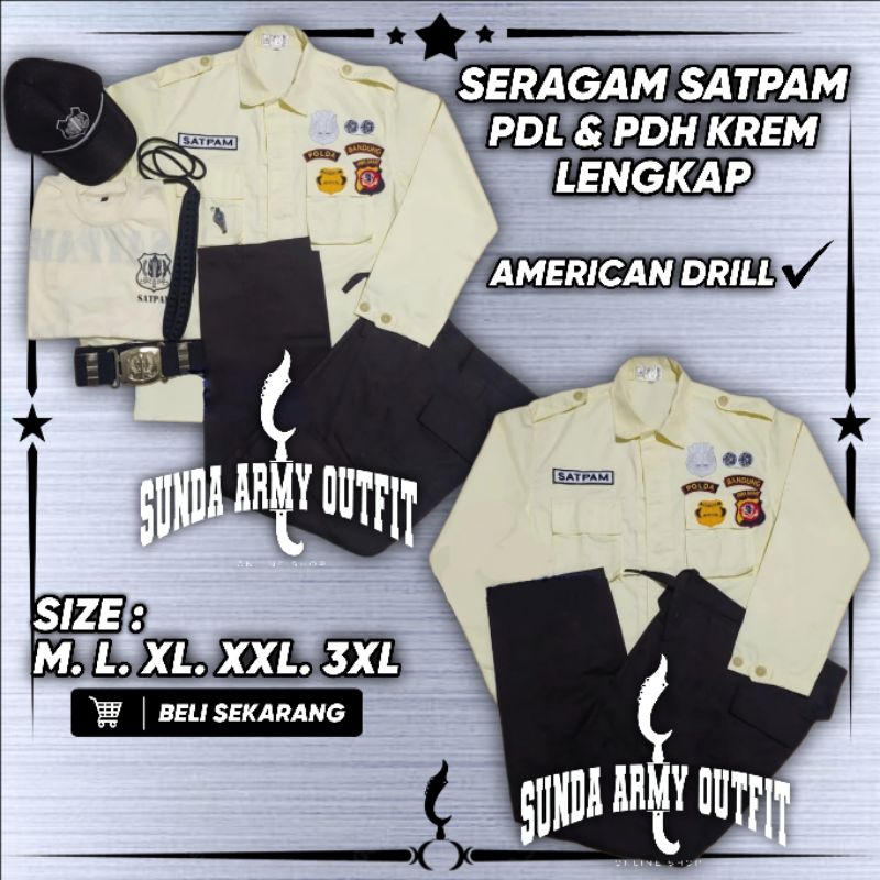 Jual PAKET SERAGAM PDL PDH SATPAM KREM LENGKAP TERBARU SETELAN SERAGAM SECURITY SATPAM CREAM ...