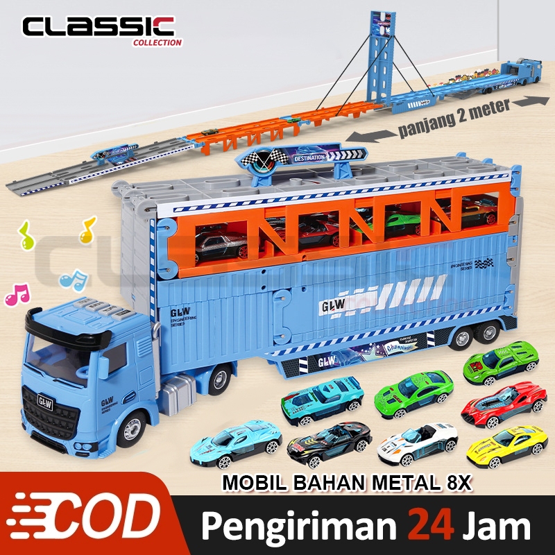 Jual Mobil Truk Container Mainan Hauler Truk dengan Lintasan Balap ...