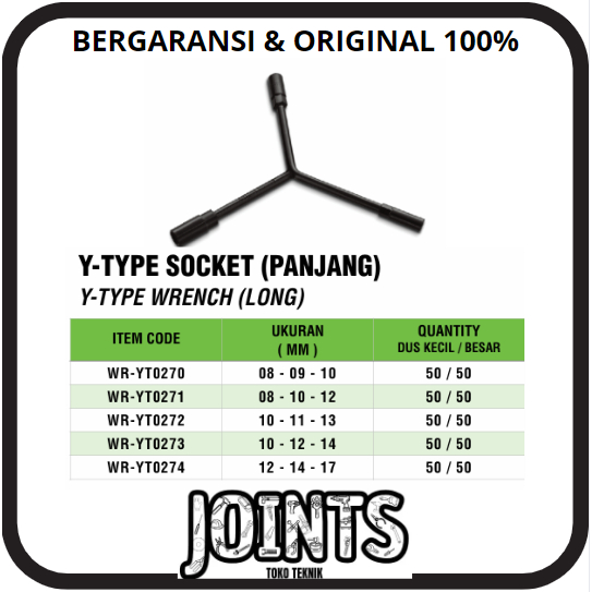 Jual TEKIRO Y-TYPE SOCKET (PANJANG)/ Y-TYPE WRENCH (LONG) | Shopee ...