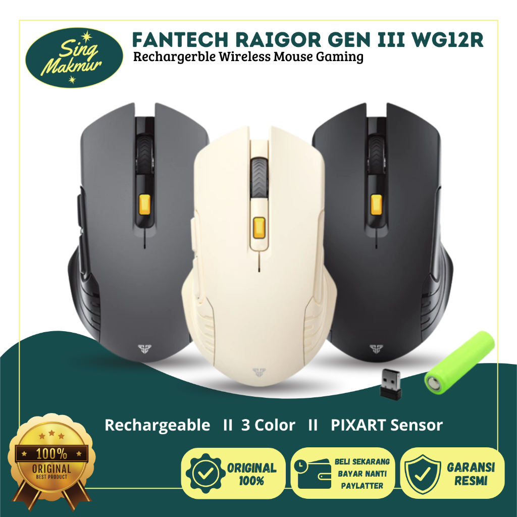Jual Fantech RAIGOR III Rechargeable Baterai Mouse Wireless Gaming ...