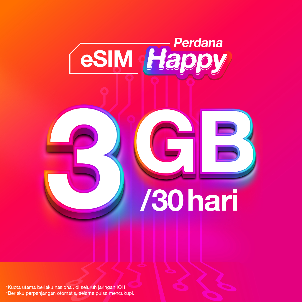 Jual eSIM Perdana Tri Happy 3GB | Shopee Indonesia