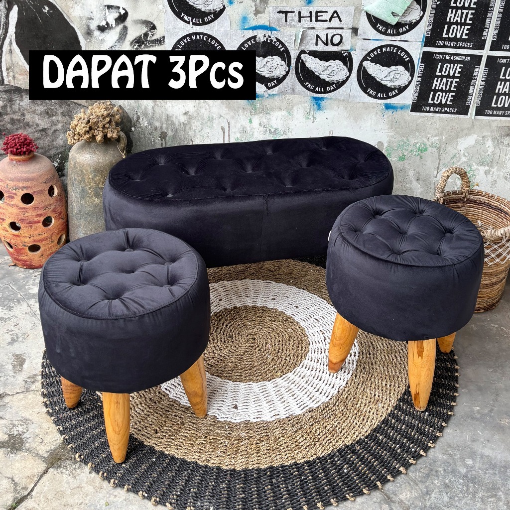 Jual Bundling Bech Oval 90x40 1pcs + Stool Bulat Diameter 40 2pcs - Set ...