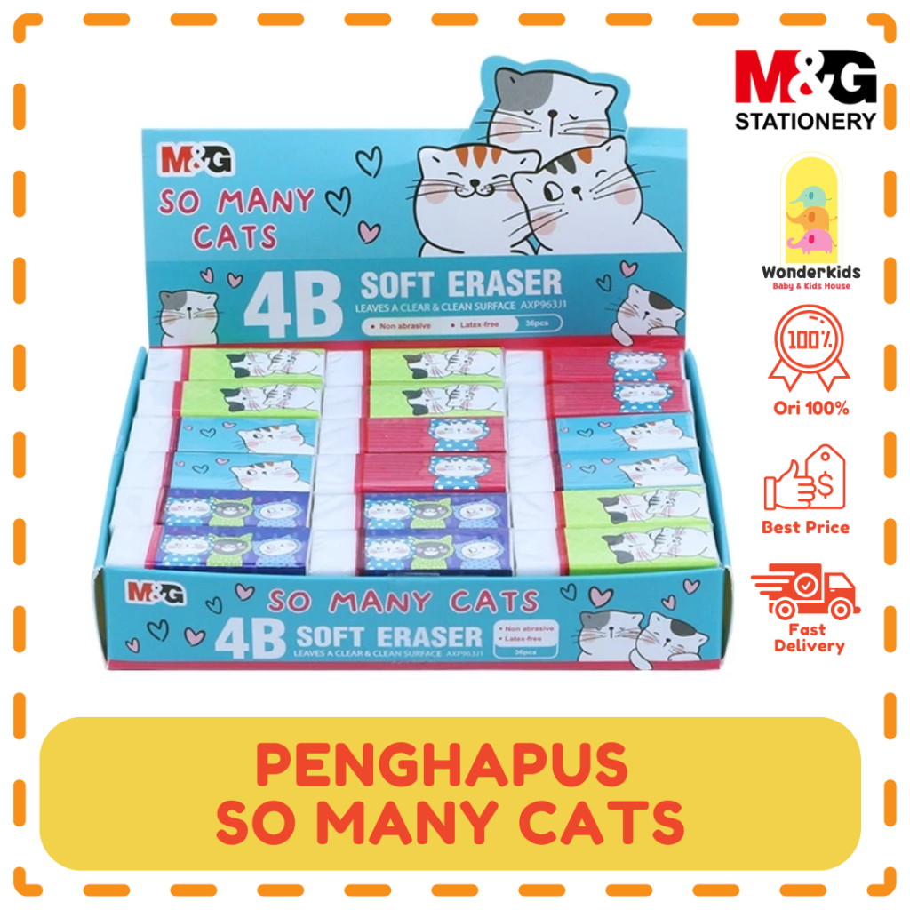 Jual M&G Penghapus Pensil Eraser Kertas 4B Mini Karakter Motif Kucing ...
