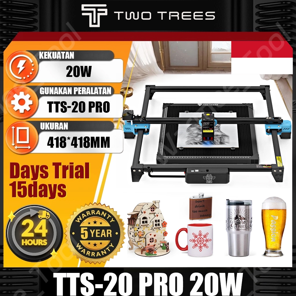 Jual TwoTress⭐TTS 20 Pro⭐Mesin Ukiran Laser laser cutting 20W Kulit ukiran, kayu,Akrilik ...