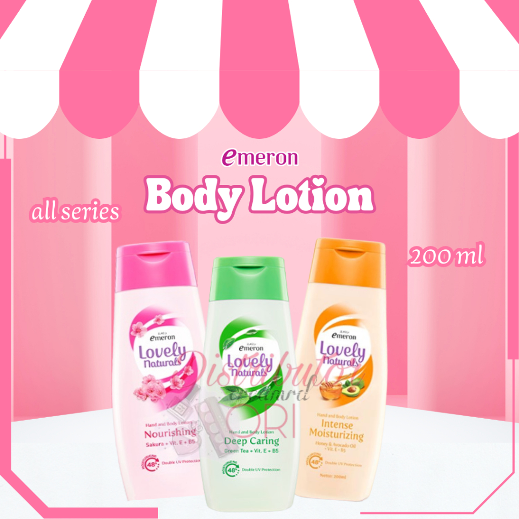Jual EMERON LOVELY NATURAL BODY LOTION 200ML | BPOM | ORIGINAL | GREENTEA | SAKURA | HONEY ...