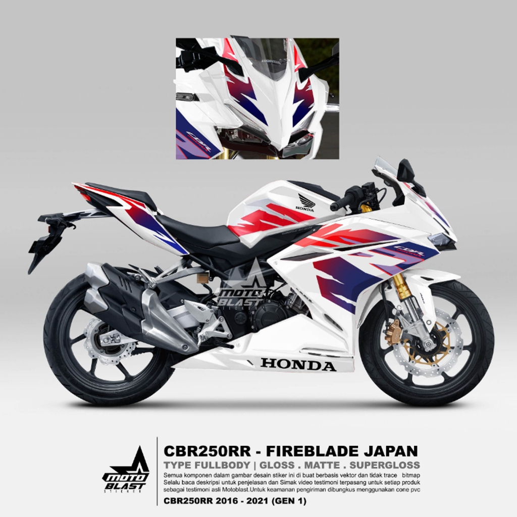 Jual Decal stiker CBR250RR 2016-2021 Gen 1 Fireblade Japan Fullbody ...