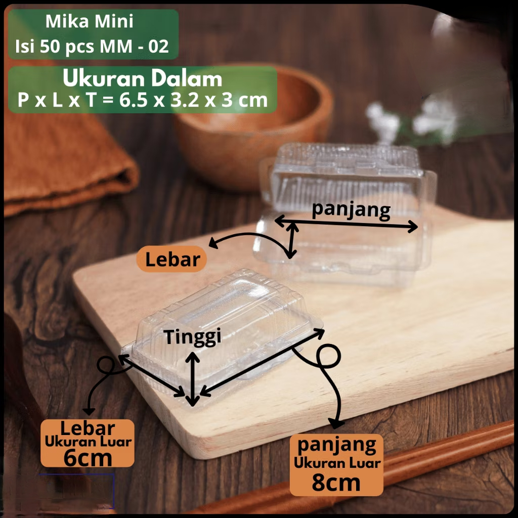 Jual (50pcs) Mika box plastik kotak kue mini tart sushi tray tebal ada ...