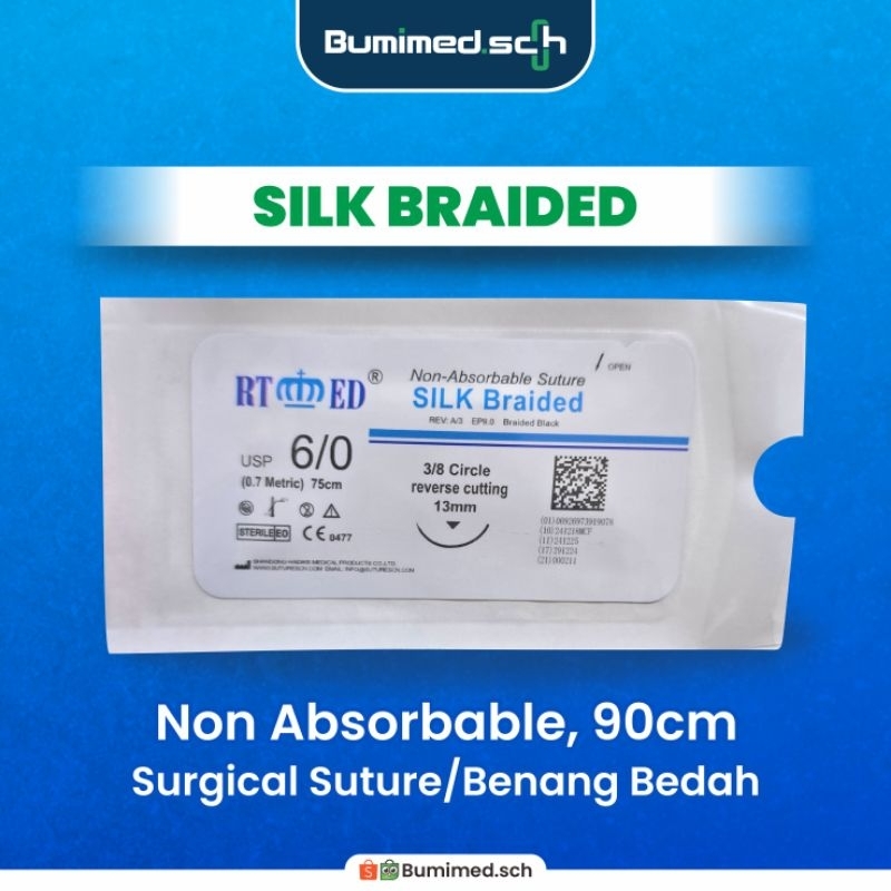 Jual Benang Jahit Oprasi Silk / Surgical Suture Silk / Silk Braided ...
