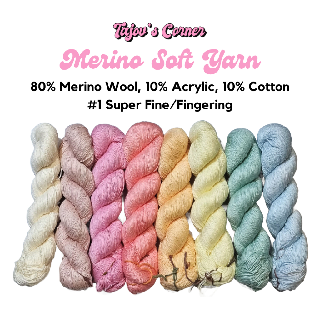Jual Benang Rajut Merino Soft Yarn - Wool Akrilik Katun #1 Super Fine ...