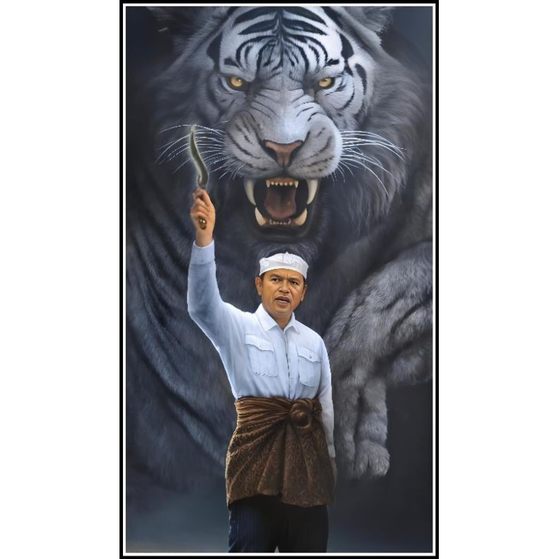 Jual Lukisan Bapak Aing Kang Dedi Mulyadi kujang Macan cetak lukisan ...