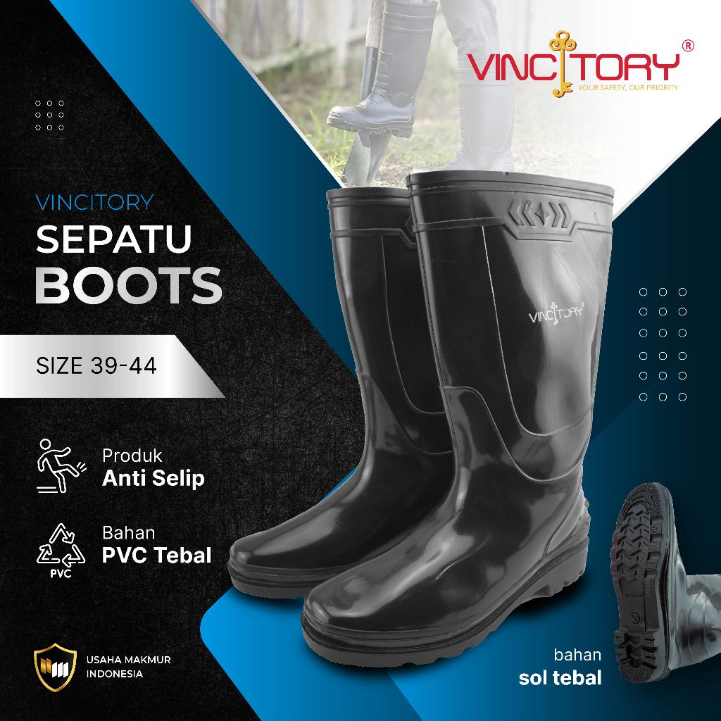 Jual Sepatu Boots Hitam Karet Proyek | Sepatu Proyek | Sepatu Boot ...