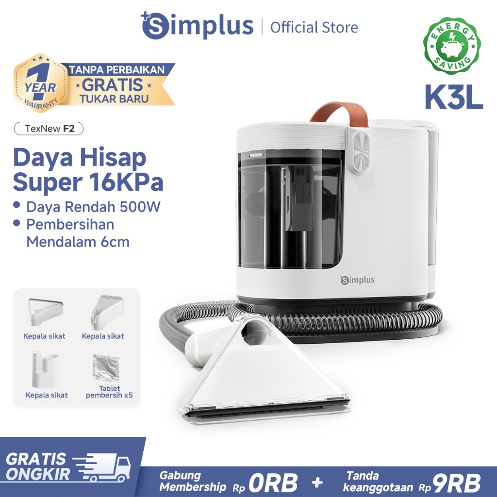 Jual Simplus Suction wet Vacuum Cleaner Mesin Pembersih Kain Low Watt 500w Daya 16000Pa | Shopee ...
