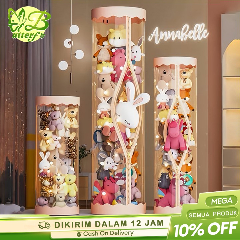 Jual Hadiah Doll Storage Bucket Tahan Debu Ritsleting Transparan Tabung ...