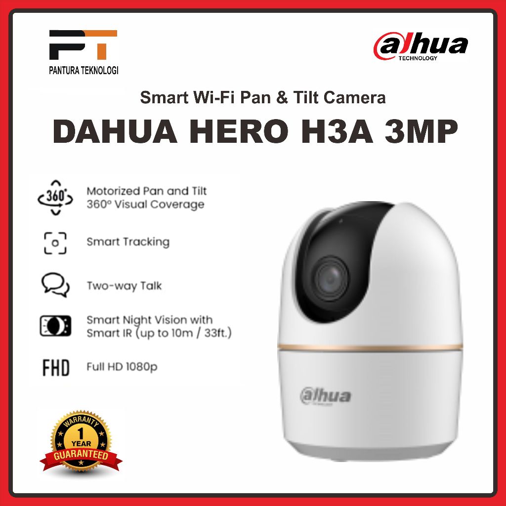 Jual Dahua HERO A1 3MP DH-H3A Smart Indoor Wifi Pan & Tilt Network Camera /KAMERA CCTV WIFI ...