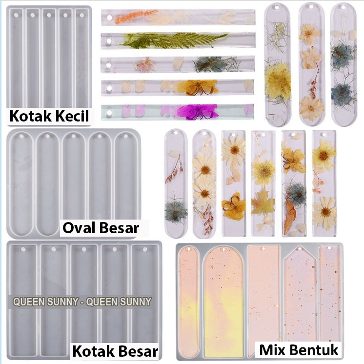 Jual SET 5in1 Cetakan Resin Bookmark / Pembatas Buku / Mold Silicone ...