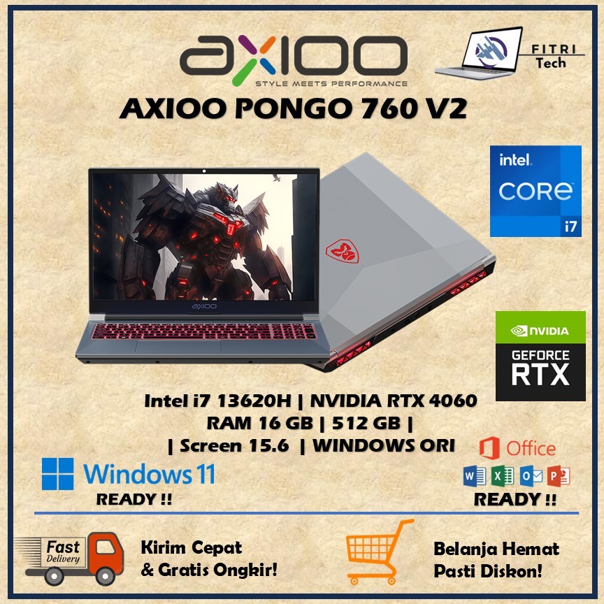 Jual AXIOO PONGO 760 V2 | INTEL I7 13620H | NVIDIA RTX4060 8GB | RAM ...