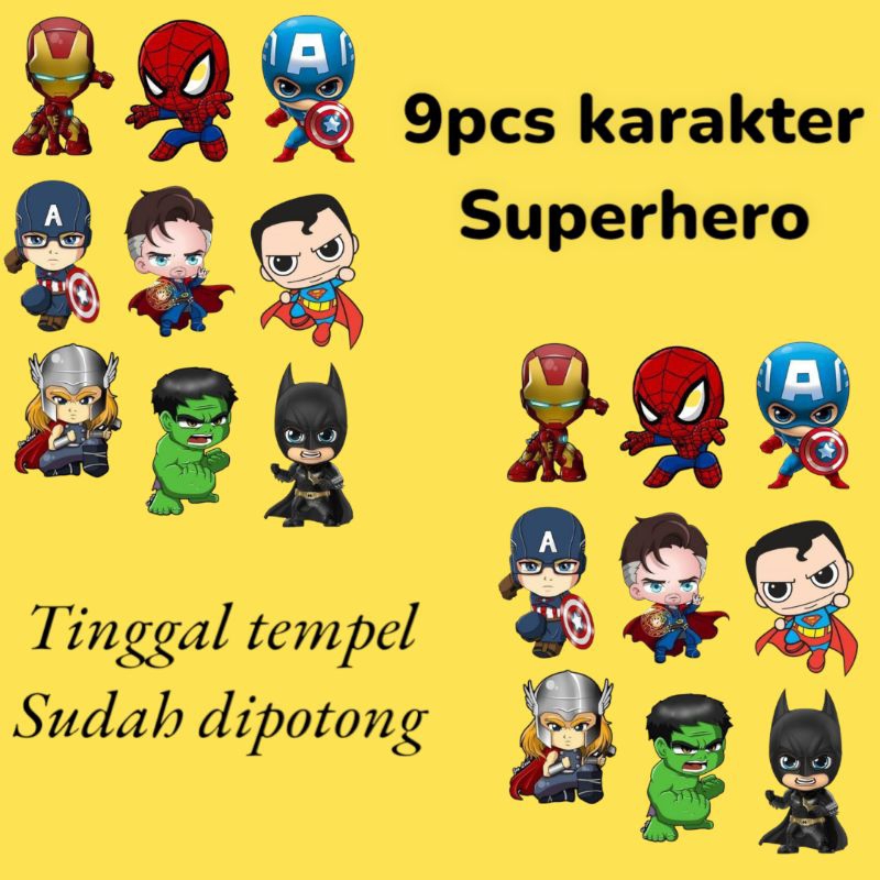 Jual Stiker SUPERHERO 9pcs Siap Tempel - Sticker Karakter Batman Hulk ...