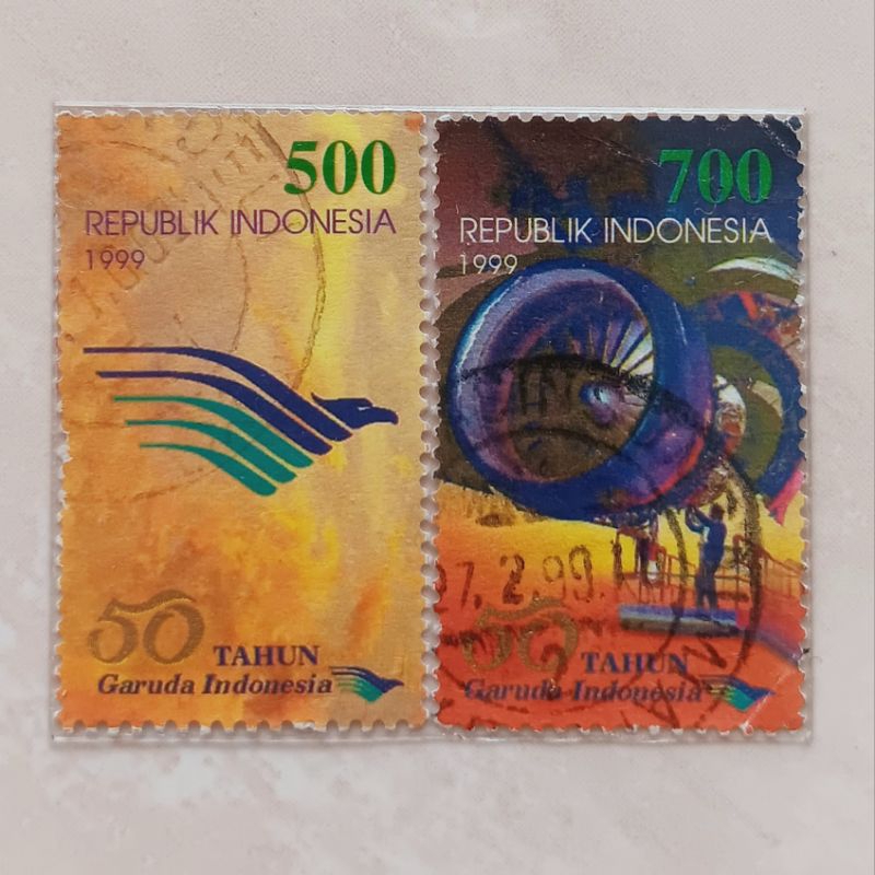 Jual (AB) Perangko Indonesia 1999 50 Tahun Garuda Indonesia Set 2 pcs ...