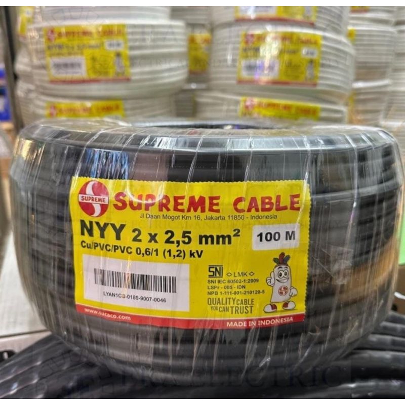 Jual Kabel Supreme Hitam NYY 2X2.5 @100M Panjang 100 Meter/Roll | Shopee Indonesia