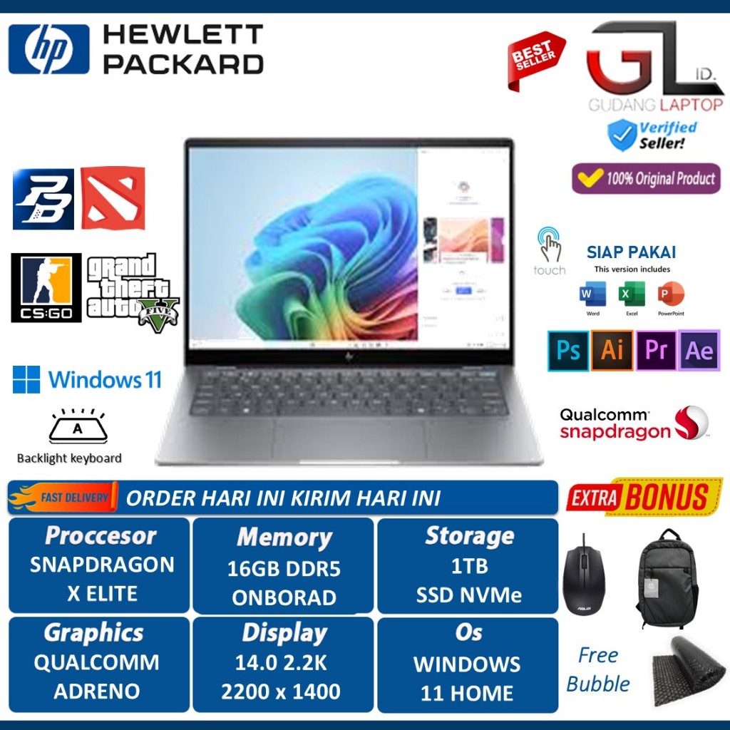Jual Laptop Ultrabook Hp Omnibook X 14 Snapdragon X Elite X1E78100 16GB ...