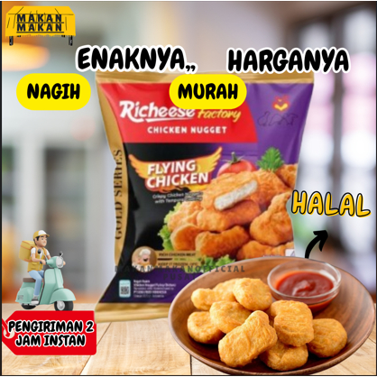 Jual NUGGET RICHEESE FACTORY FLYING CHICKEN GOLD SERIES 500GR HALAL ...