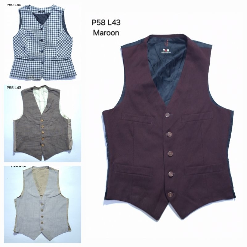 Jual Vest Pria / wanita nikahan Formal Slim Fit Hitam / Vest Jas Kantor ...