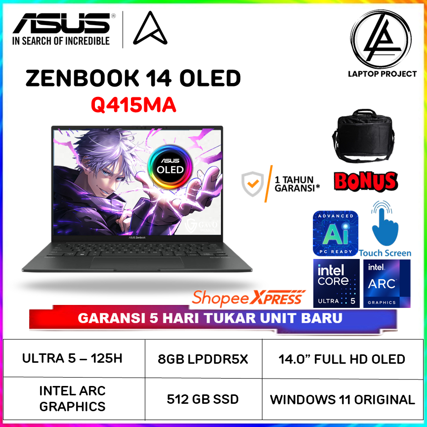 Jual Asus Zenbook 14 Oled Q415MA Touchscreen Ultra 5-125H 8GB 512GB SSD ...